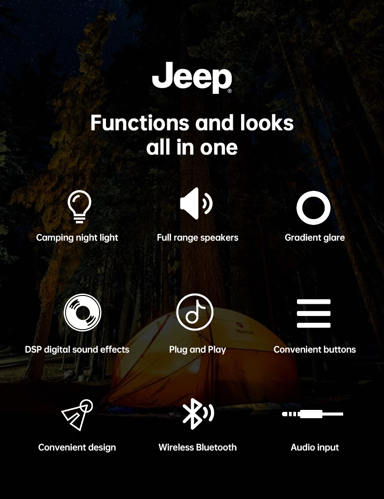 Jeep JP SC001 ลําโพงบลูทูธ แบบพกพา กำลังขับ 20 วัตต์ เสียงดีเบสหนัก นุ่มสบายหู กันน้ํา IPX5 ...