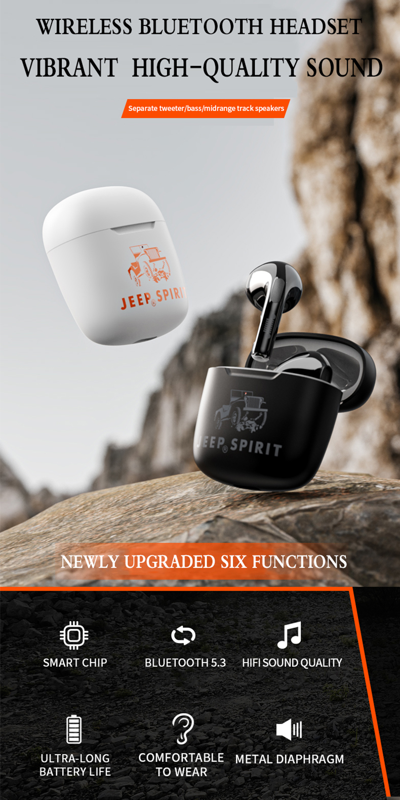 Jeep TWS True หูฟังไร้สาย หูฟังบลูทูธ คุณภาพเสียงดี ตัดเสียงรบกวน HD ...