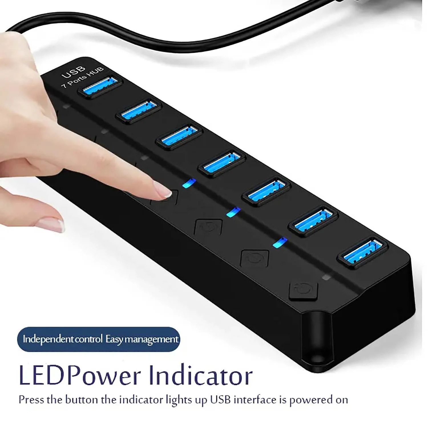 7-in-1 ฮับ USB 3.0 5Gbps ความเร็วสูง พร้อมสวิตช์ควบคุม สําหรับแล็ปท็อป ...