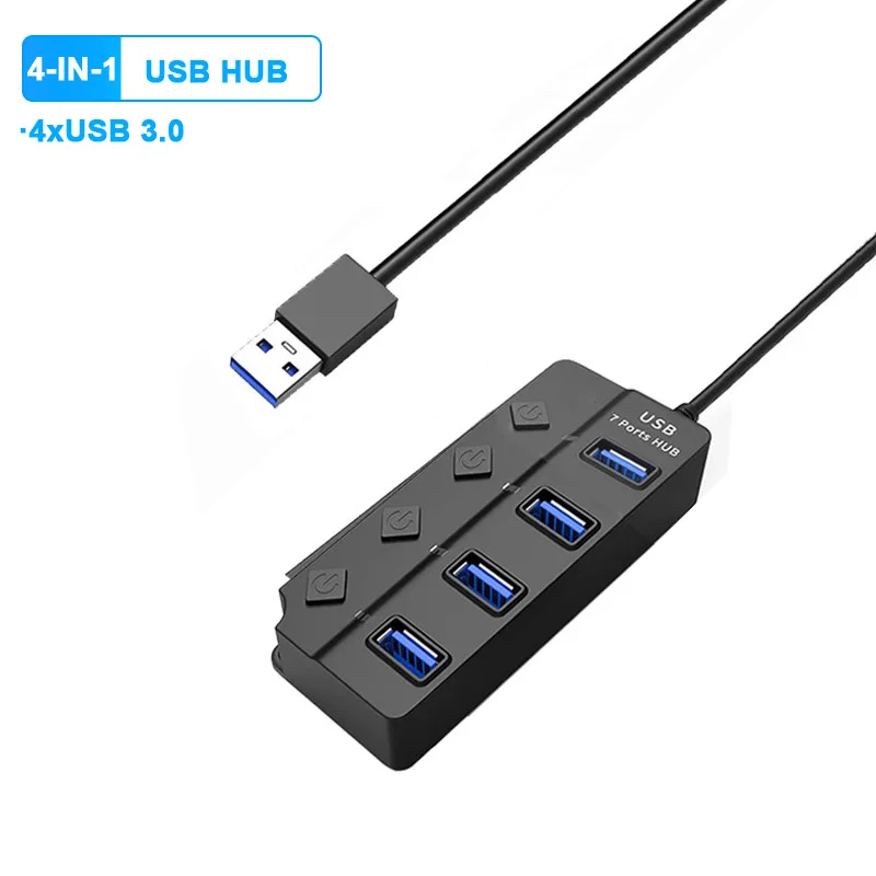 7-in-1 ฮับ USB 3.0 5Gbps ความเร็วสูง พร้อมสวิตช์ควบคุม สําหรับแล็ปท็อป ...
