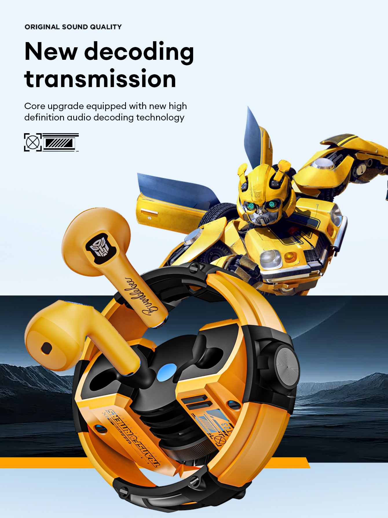 Transformers TF-T23 หูฟังบลูทูธไร้สาย True 360° เสียงสเตอริโอความ ...