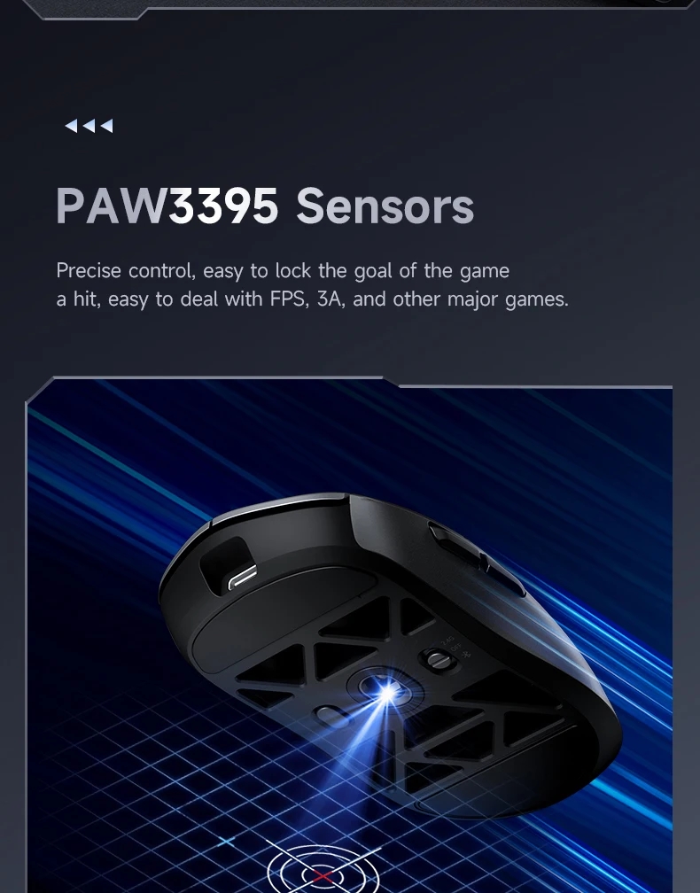 Mchose AX5 เมาส์เกมมิ่งไร้สาย เซนเซอร์แมกนีเซียมอัลลอย Paw3395 ชิป 52840 8K สามโหมด Fps 49 กรัม ...