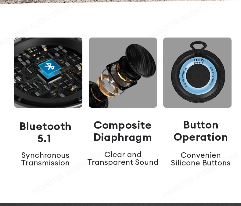 Jeep JPS-SC001 ลําโพงบลูทูธ แบบพกพา พร้อมการ์ด TF เสียงดี ลำโพงกันน้ำ ไฟสีรุ้งหลากสี ลำโพง ...
