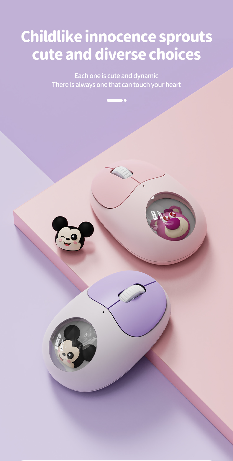 Disney QS-MS02 เมาส์ไร้สาย โหมดคู่ การเชื่อมต่อที่เสถียร กันเหงื่อ ...