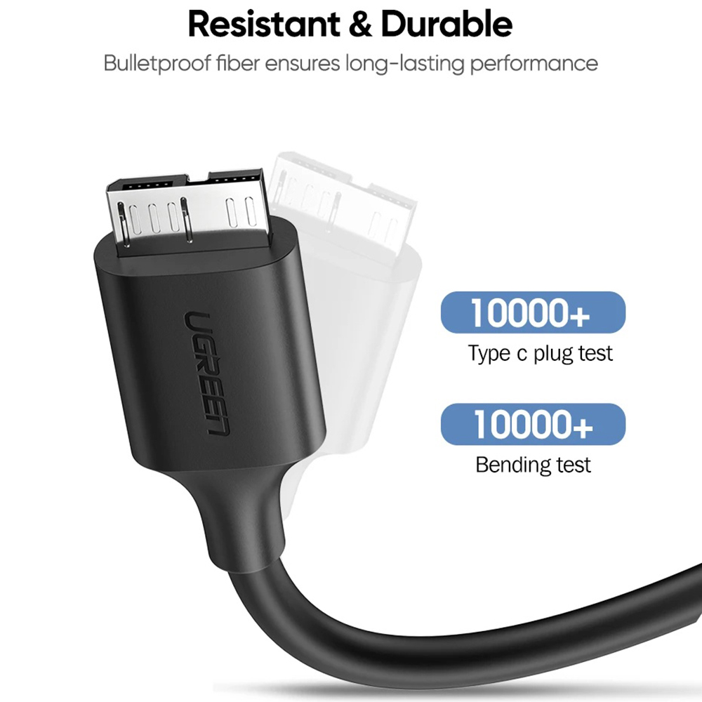Ugreen สายเคเบิลฮาร์ดดิสก์ USB C เป็น Micro B 3.0 5Gbps 3A HDD SSD USB ...