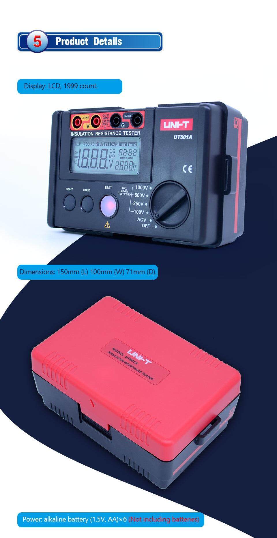 (UNI-T Original) UT501A UT502A 100V-2500Vดิจิตอลเครื่องวัดความต้านทาน ...