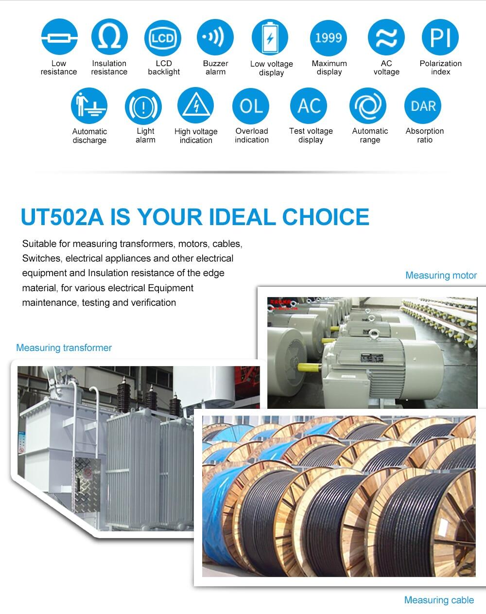 (UNI-T Original) UT501A UT502A 100V-2500Vดิจิตอลเครื่องวัดความต้านทาน ...