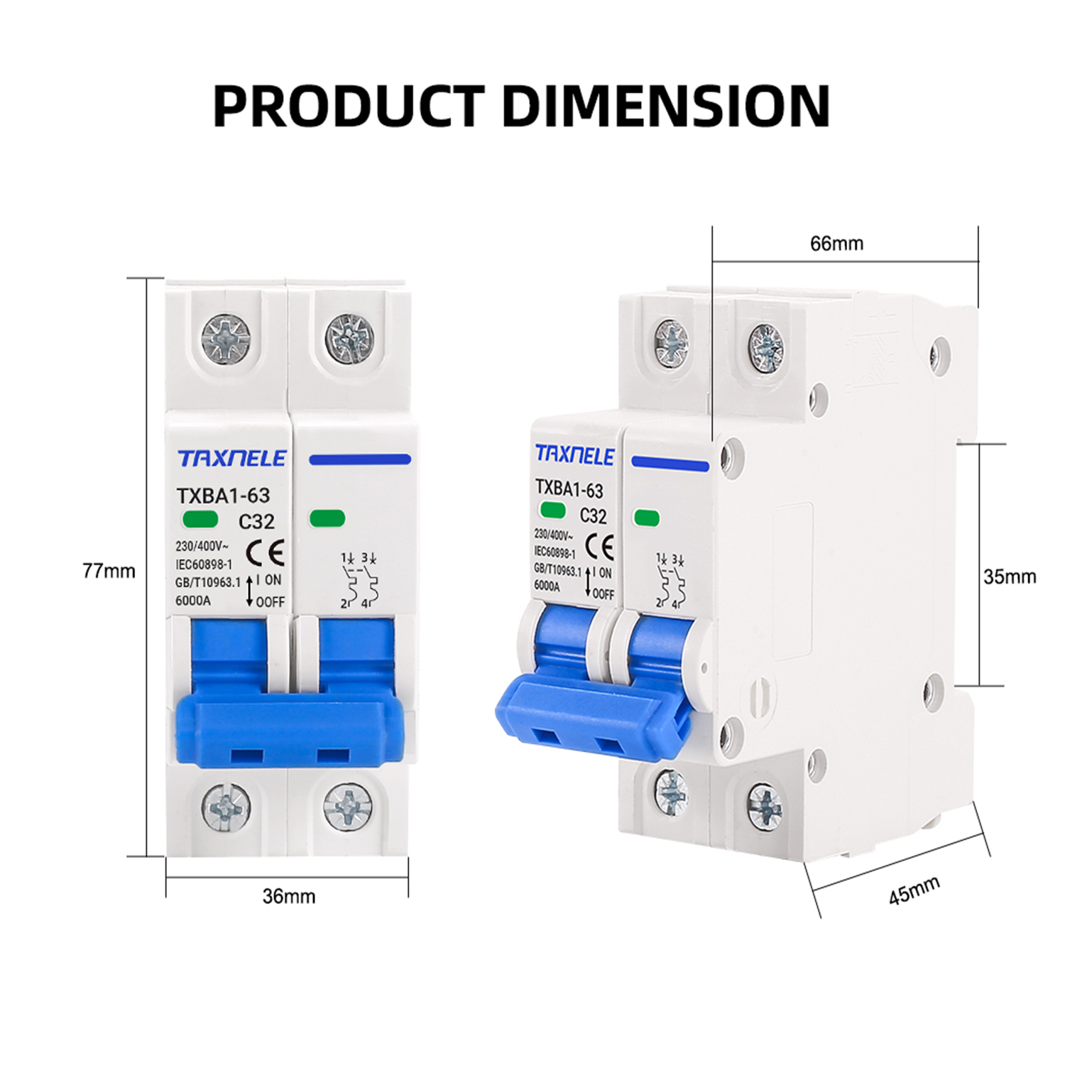 Taxnele สวิตช์แบตเตอรี่เบรกเกอร์ พลังงานแสงอาทิตย์ 2P DC AC MCB 6A 10A 16A 20A 25A 32A 40A 50A ...