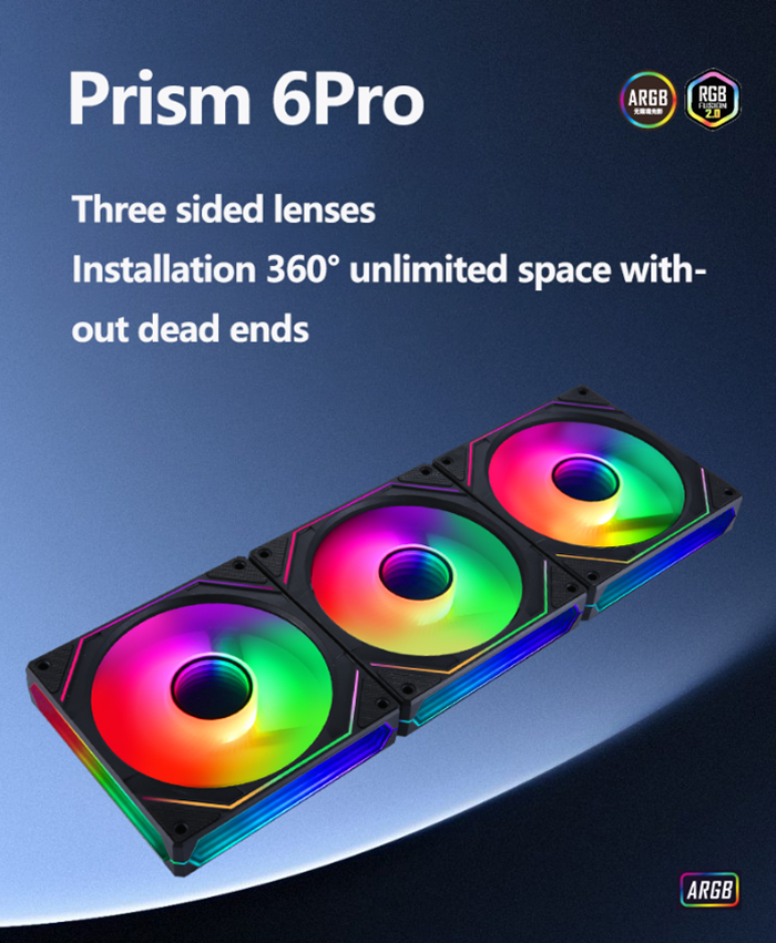 Ice Whale PRISM 6PRO ARGB CPU พัดลม 120 มม.3 ด้าน Infinite กระจก 5V ...
