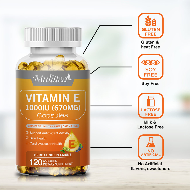 Mulittea Vitamin E 1000IU (670MG) Capsules วิตามินอี สารต้านอนุมูลอิสระ ...