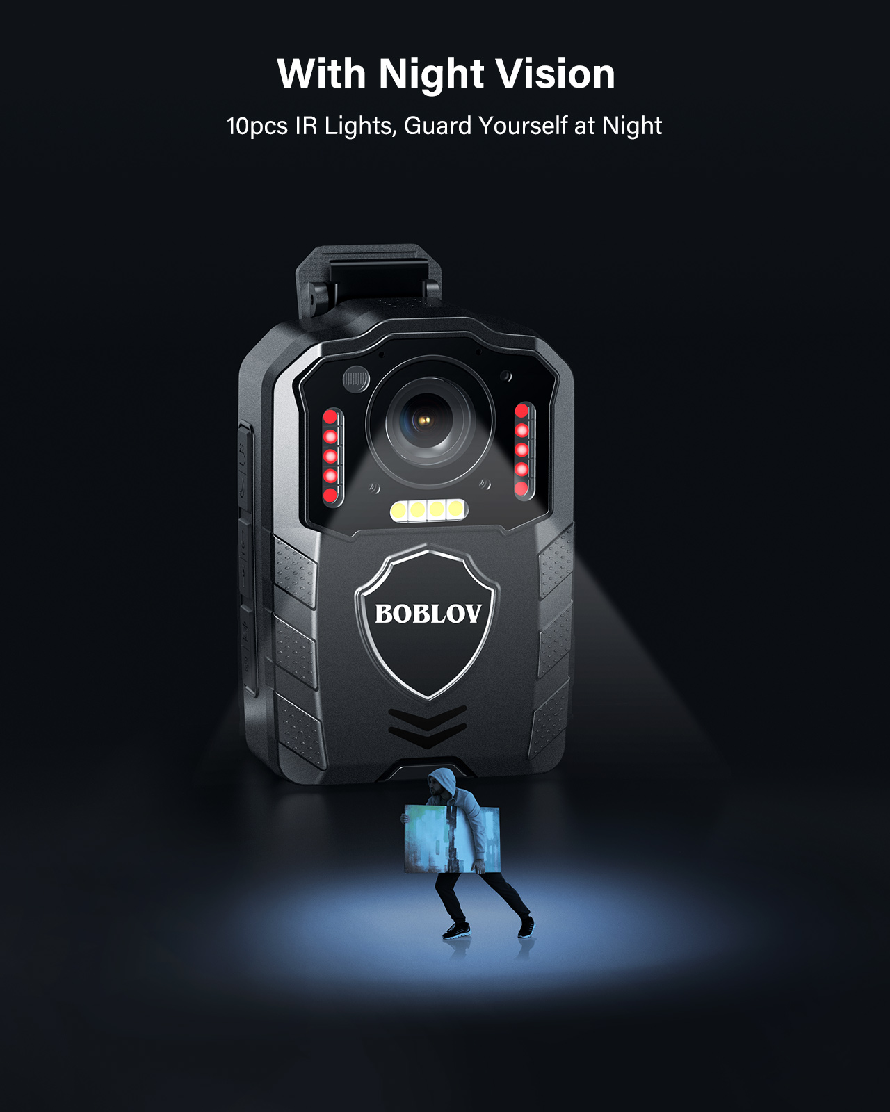 Boblov KJ25 กล้องบันทึกวิดีโอ Body Mini Police Camera HD 1440P 3000mAh ...