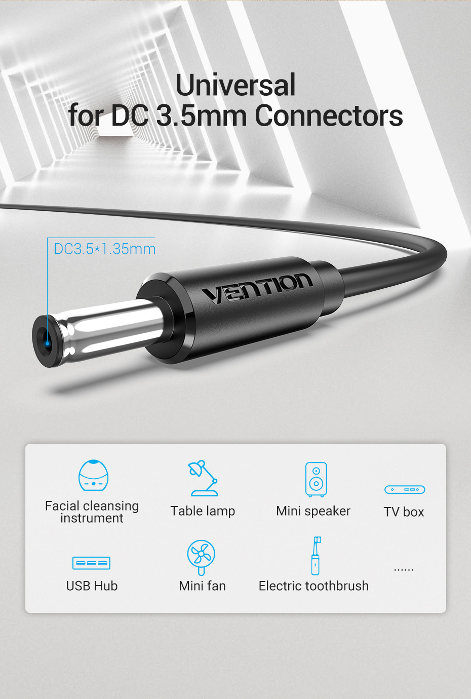 Vention USB to DC 5.5 มม. สายชาร์จ USB สําหรับ Hub Mini Fan โคมไฟตั้ง ...