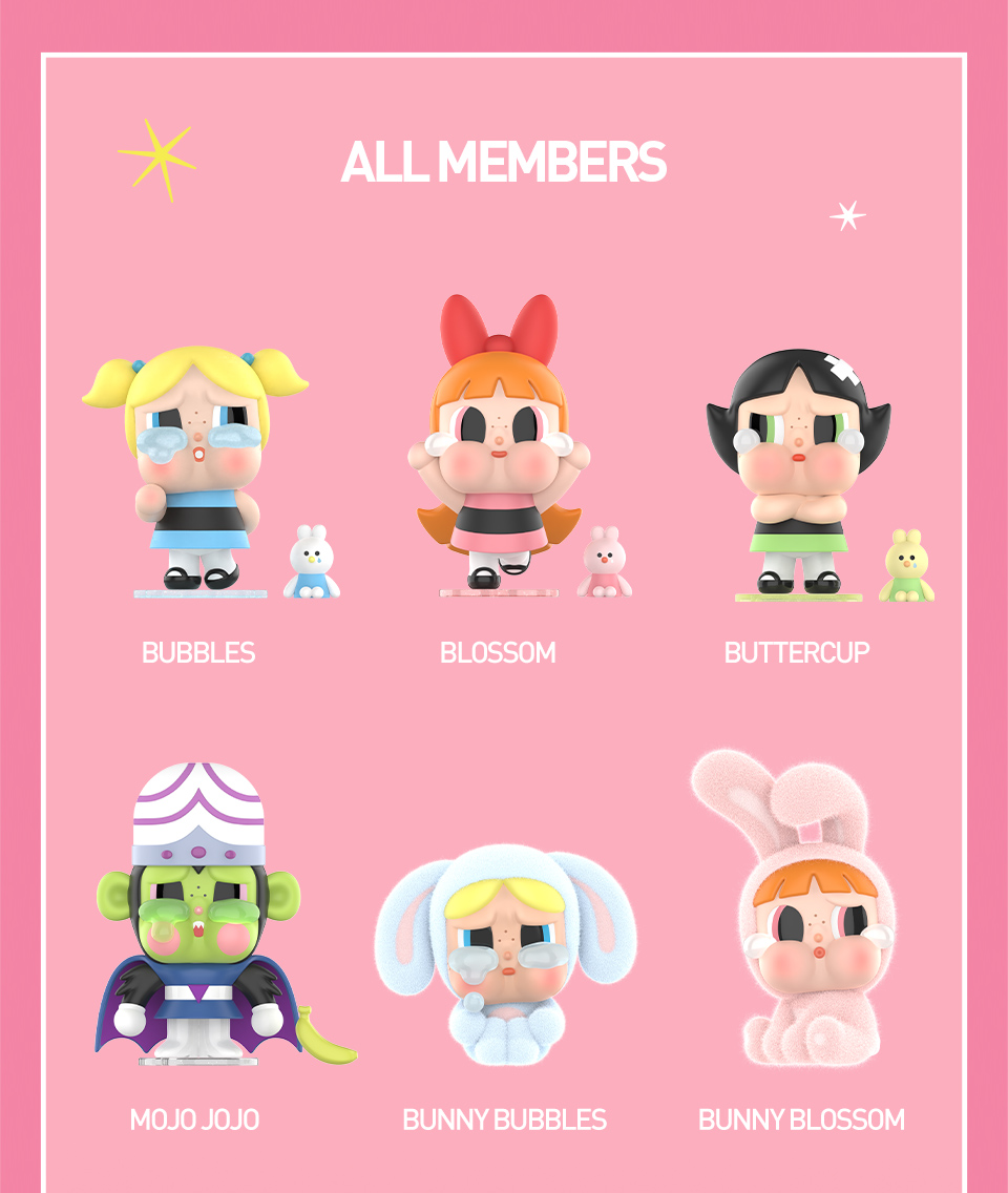 POP MART CRYBABY × Powerpuff Girls Series Figures Blind Box Action Toys ...