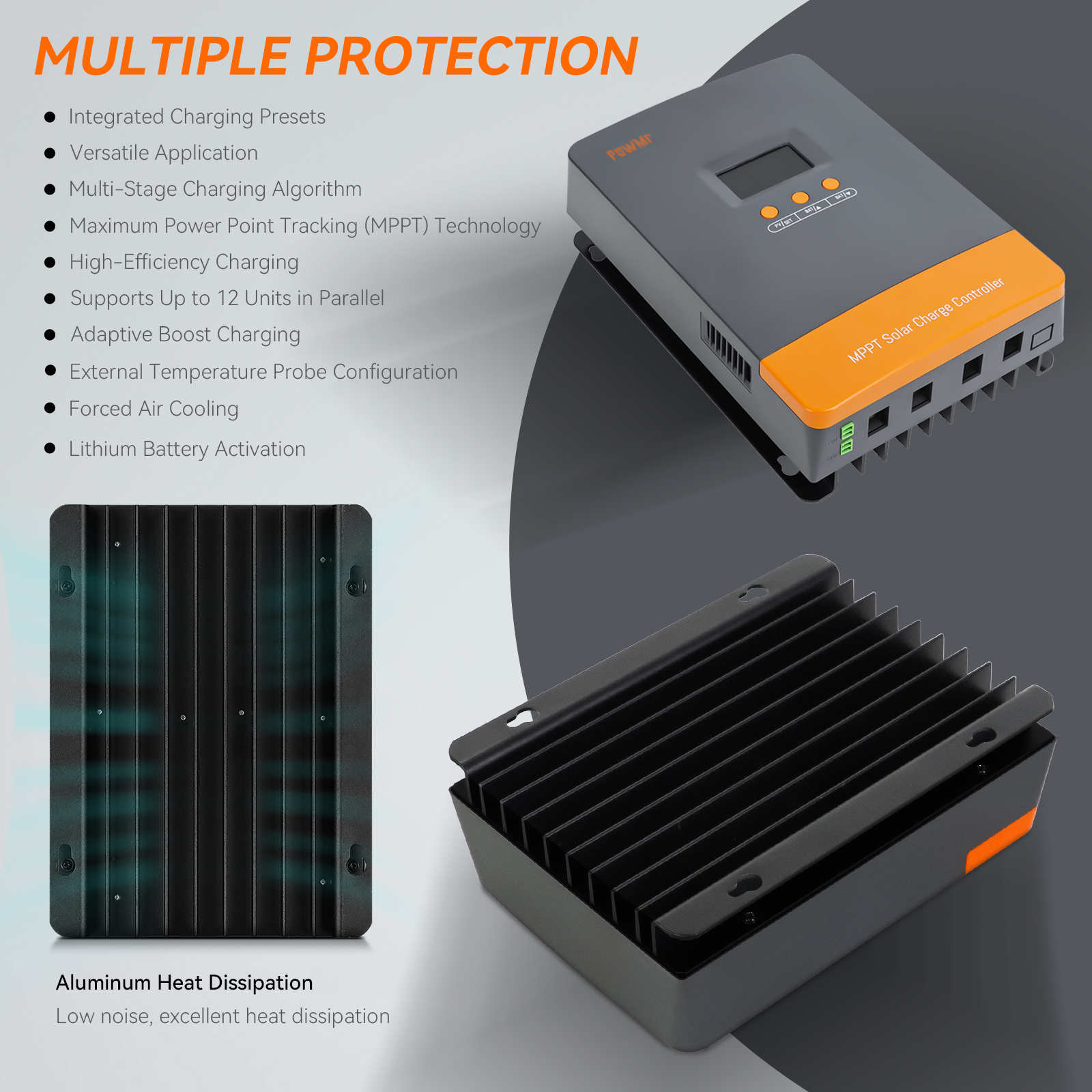 Powmr 80A MPPT คอนโทรลเลอร์ชาร์จพลังงานแสงอาทิตย์ 12V-48V Auto ...