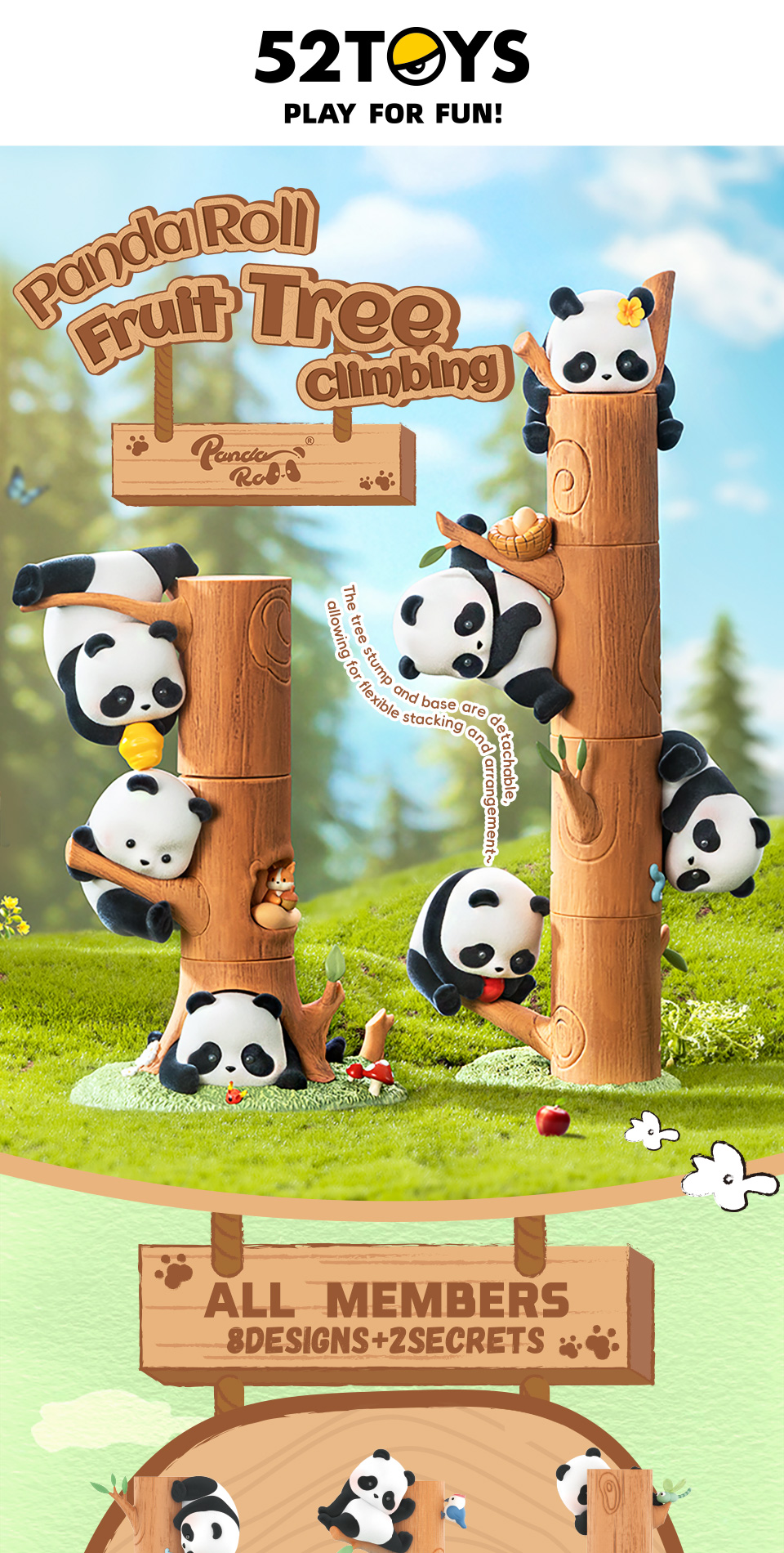 52TOYS Panda Roll Fruit Tree Climbing Series Blind Box Figure Toy ...