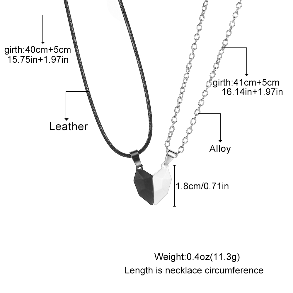 4ชิ้นหัวใจแม่เหล็กจี้สร้อยคอและแหวนชุดมินิมอลสีดําและสีขาวคู่เครื่องประดับ Shopee Thailand