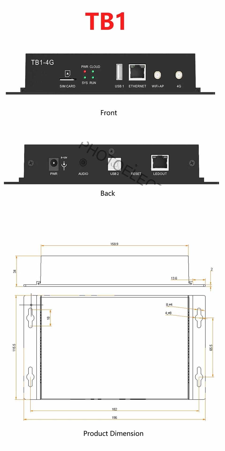 ⭐⭐⭐Novastar TB1 TB2 Offline Full Color LED Screen Media Player กล่อง TB1-4G TB2-4G อะซิงโครนัส ...