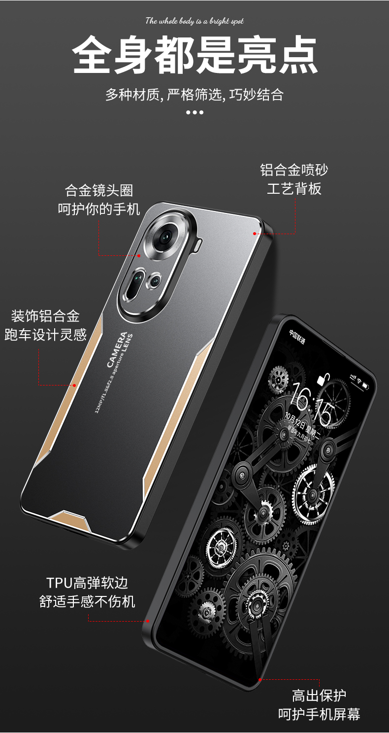 เคส OPPO Reno11 5G สำหรับ OPPO Reno 11 5G (CPH2599)【เคลือบอลูมิเนียมอัล ...
