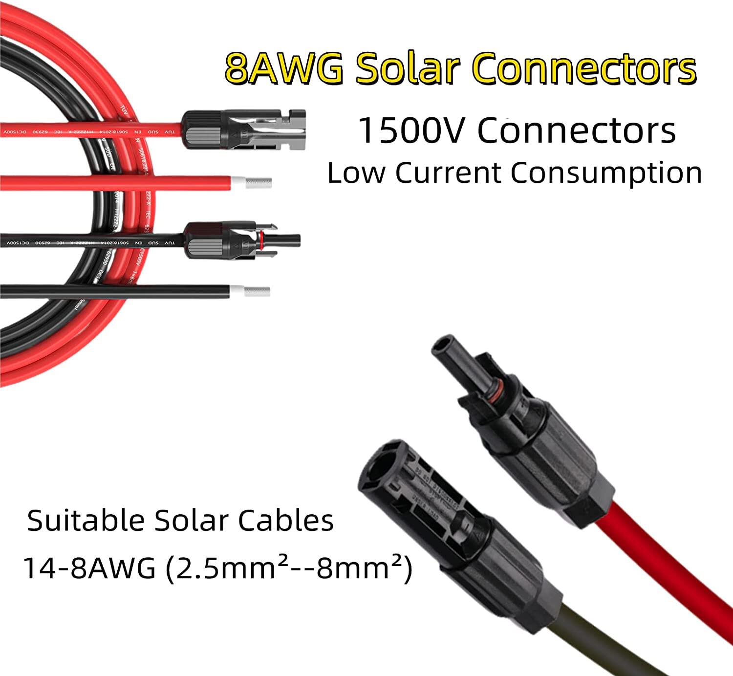 PowMr 10 คู่ 1500V Solar Connectors-IP67 ตัวเชื่อมต่อพลังงานแสงอาทิตย์ ...