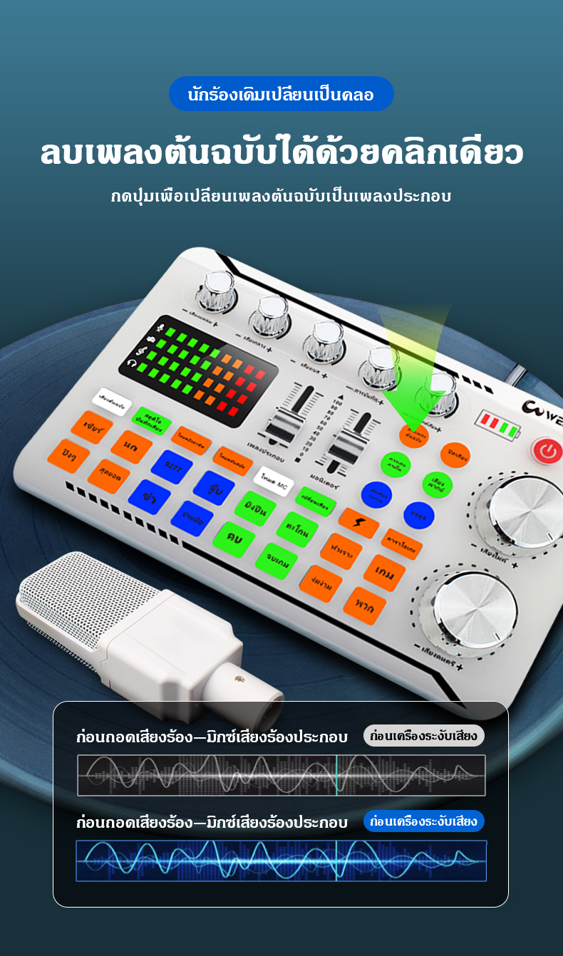 [ร้านค้าในพื้นที] F998 PRO การ์ดเสียงสด X7 ไมโครโฟนตัวแปลงสัญญาณเสียงโทรศัพท์มือถือการ์ดเสียงสด ...