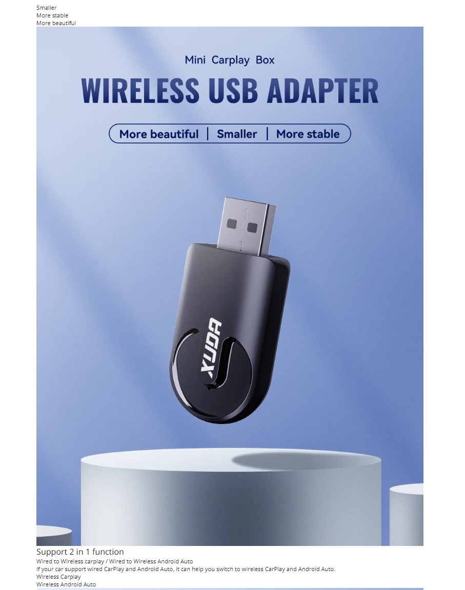 Xuda 2 In 1 กล่อง AI สมาร์ทคาร์เพลย์ แบบใช้สาย เป็นไร้สาย USB ดองเกิล ...