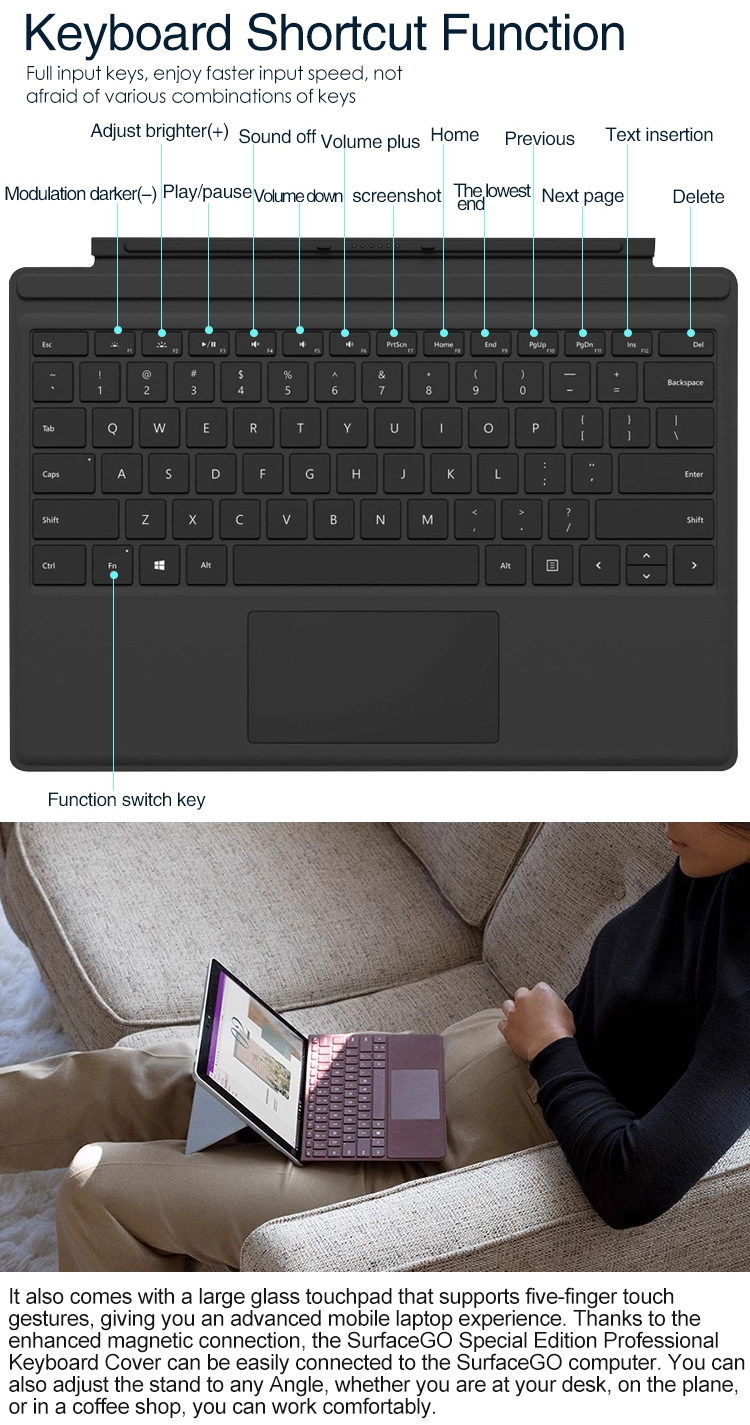 Microsoft Surface คีย์บอร์ดประเภทสําหรับ Surface Pro 3 4 5 6 7 7 4207