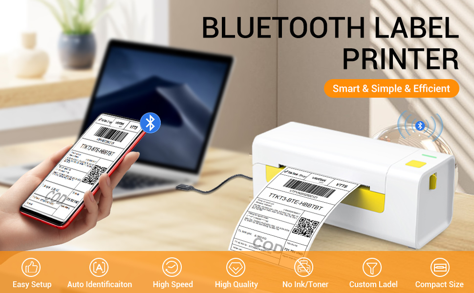 Thermal Printer Y486 เครื่องพิมพ์ใบปะหน้า FLASHLABEL เครื่องพิมพ์สติ๊กเกอร์ USB+Bluetooth บาโค้ด ...