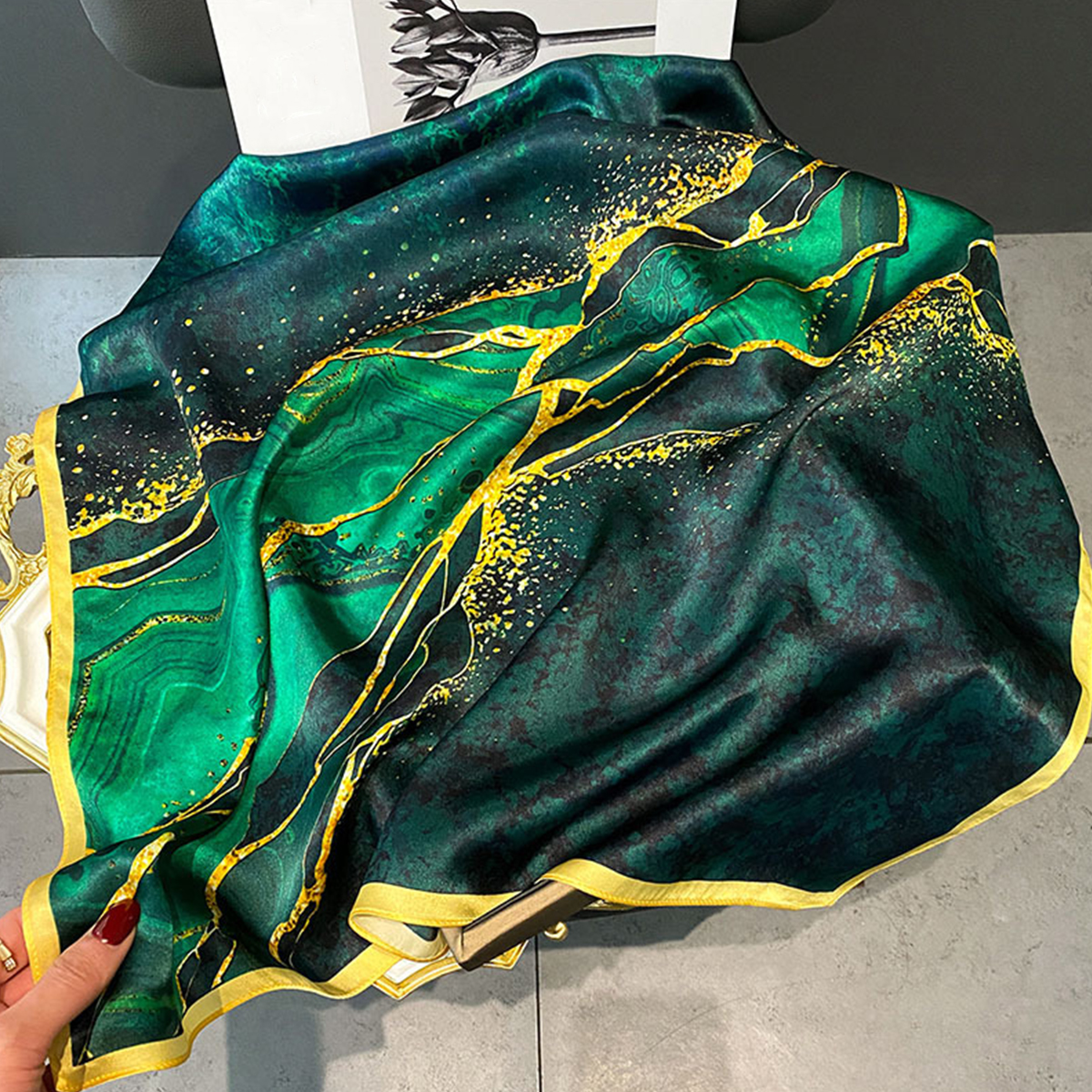 Parsimonious Tudung Bawal ผ้าพันคอฮิญาบ ผ้าไหมซาติน ทรงสี่เหลี่ยม ขนาด ...