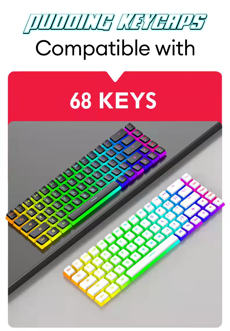 Pudding Keycaps 130Keys ปุ่มคีย์บอร์ด Transparent Backlit PBT Material ...