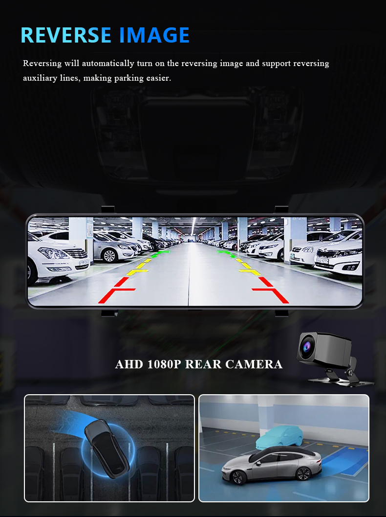 Asawin H109 4K WIFI กระจกมองหลัง Dashcam GPS ADAS ด้านหน้าและด้านหลัง สําหรับกล้องบันทึกวิดีโอ ...