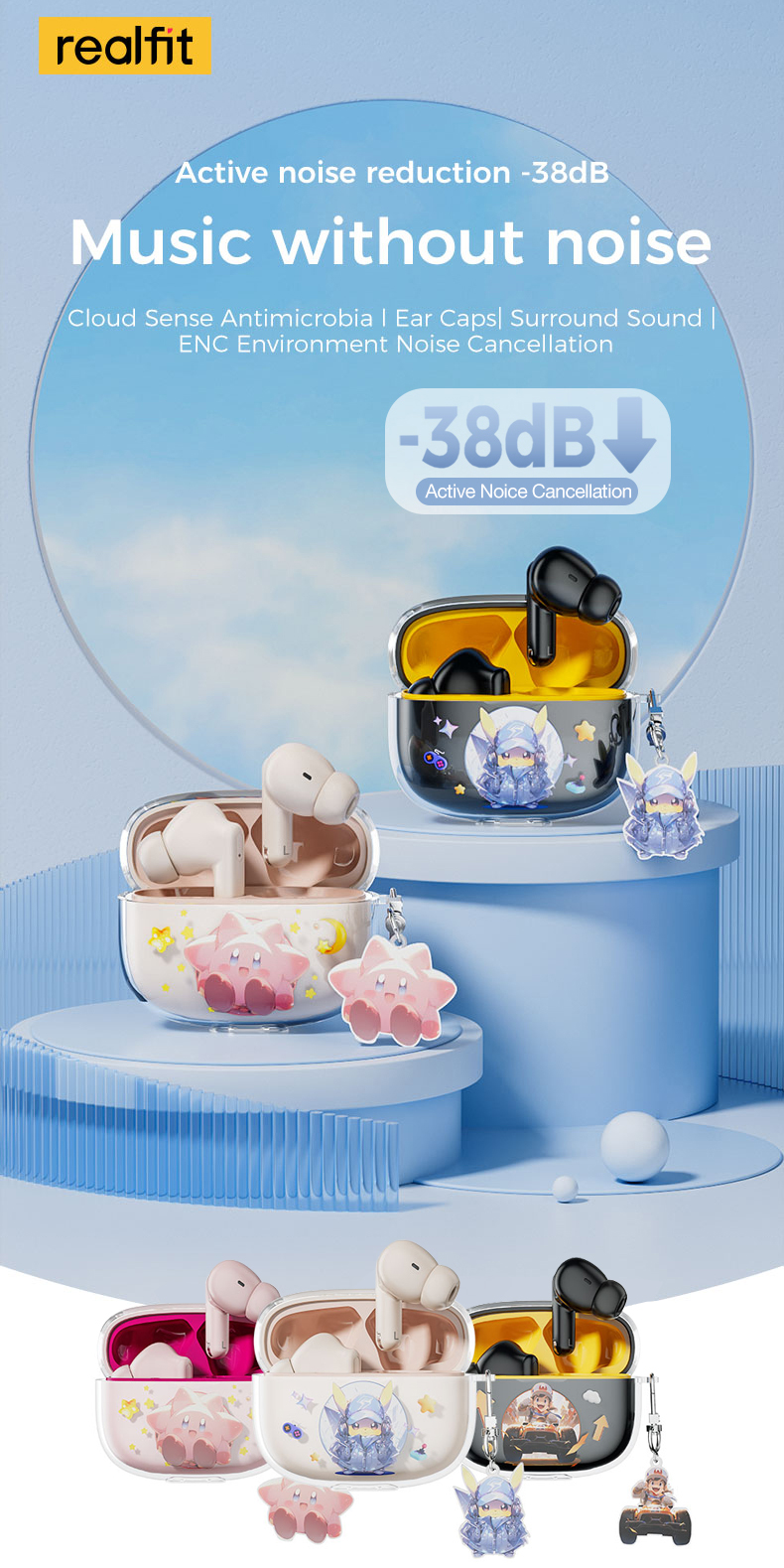 【พร้อมส่งในไทย】Realfit F3 ANC หูฟังบลูทูธ -38dB ตัดเสียงรบกวน พร้อม ...