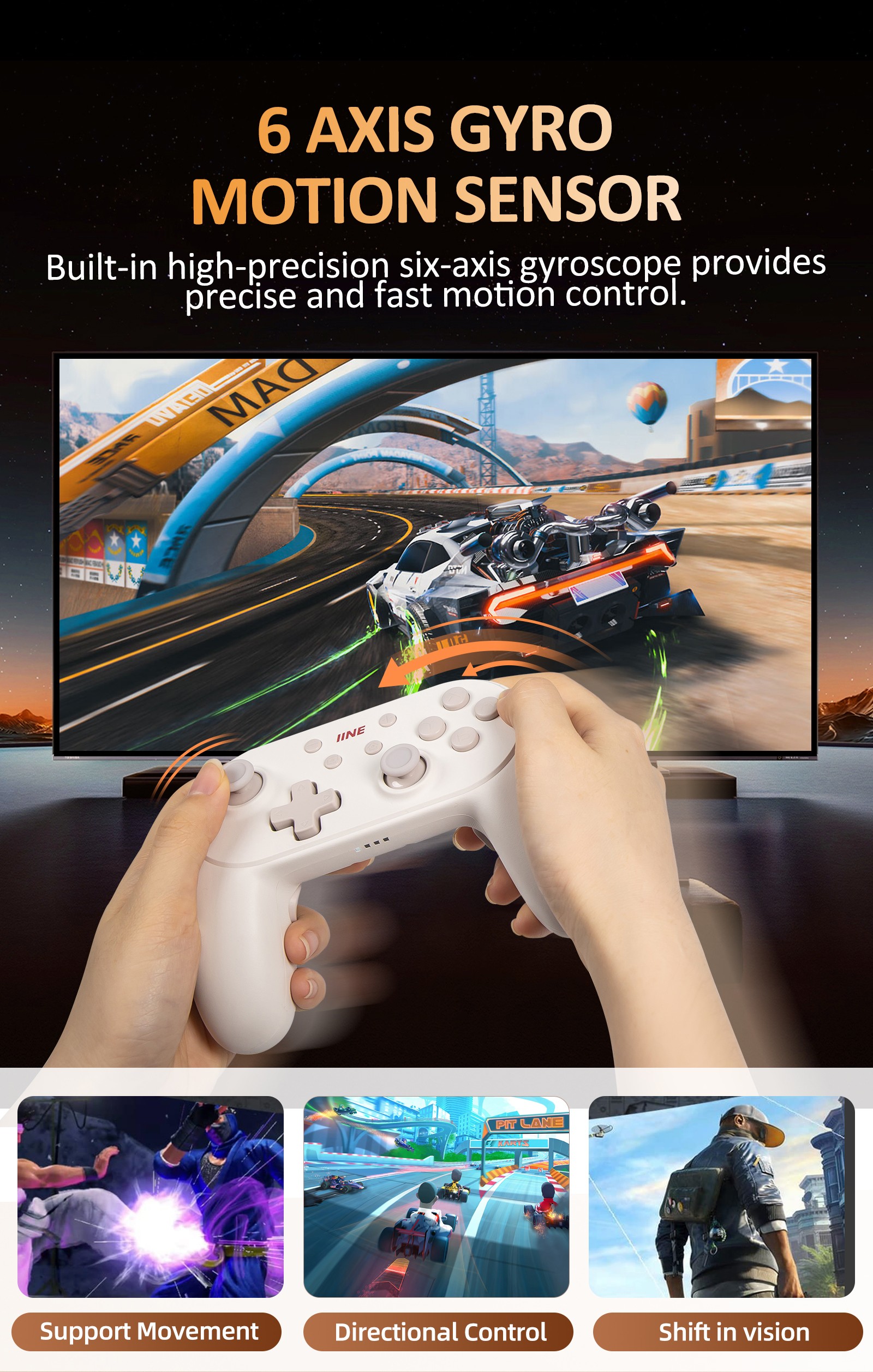 Iine Athena ตัวควบคุมโปรไร้สาย สวิตช์ OLED PC IOS Android ฟังก์ชั่นปลุก ...