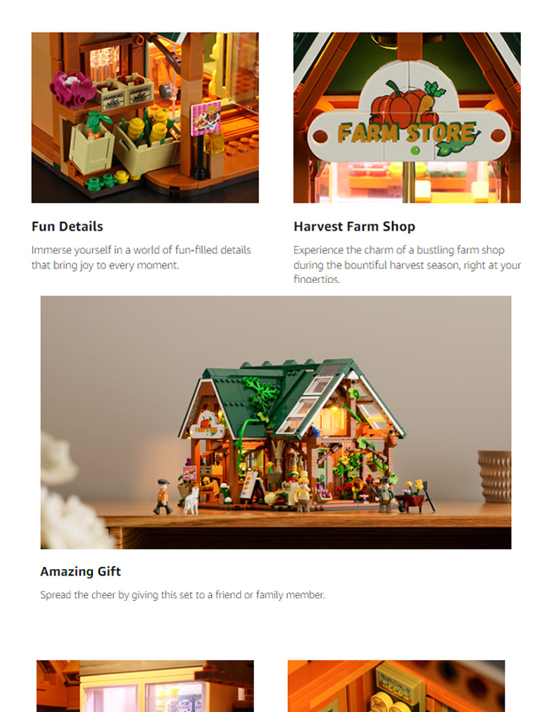 Funwhole Farm Life ชุดโมเดลบล็อกตัวต่อฟาร์มไฟ LED สําหรับผู้ใหญ่ และ ...