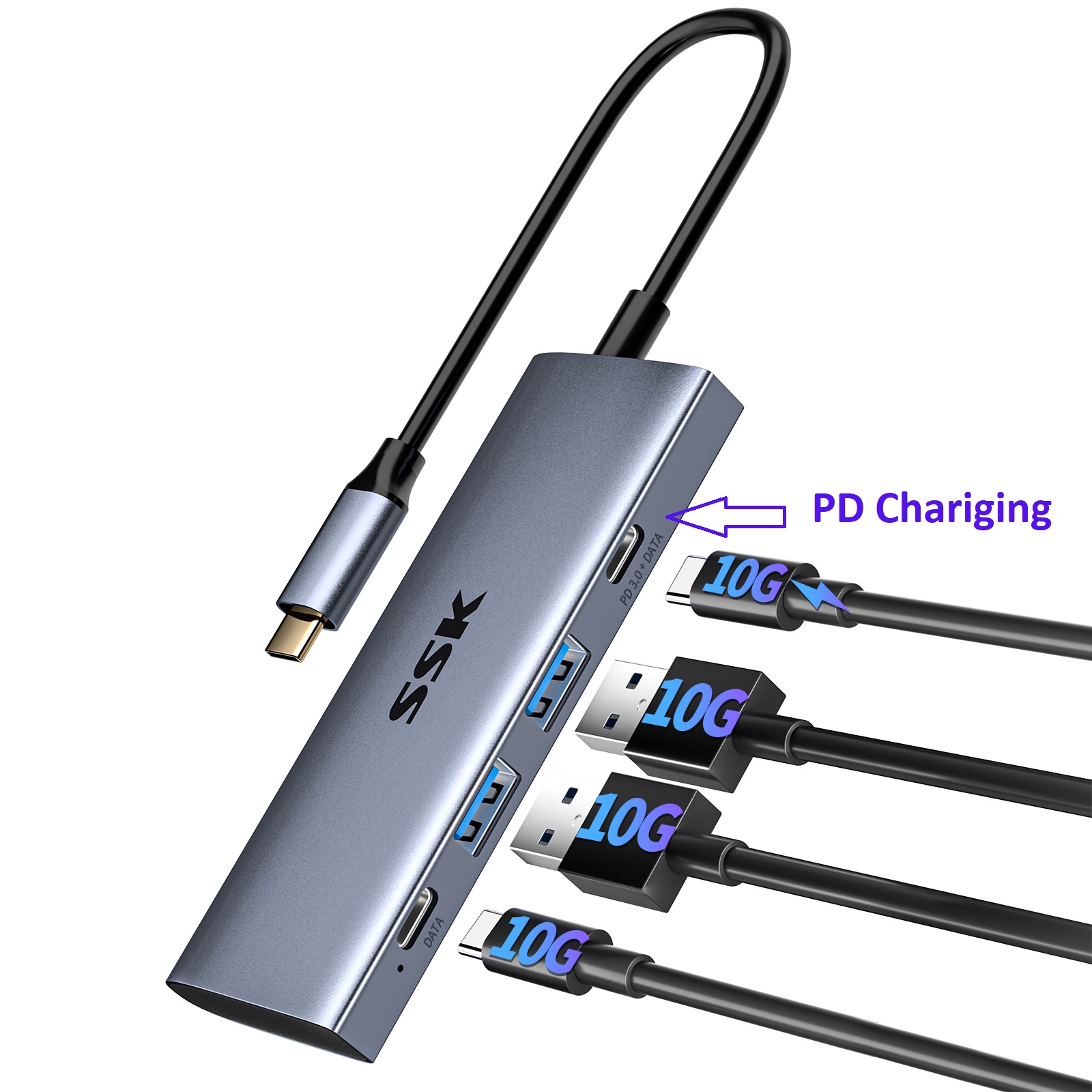 SSK SC220 8K HDMI HUB Dual HDMI USB C HUB Displayport 100W Power ...