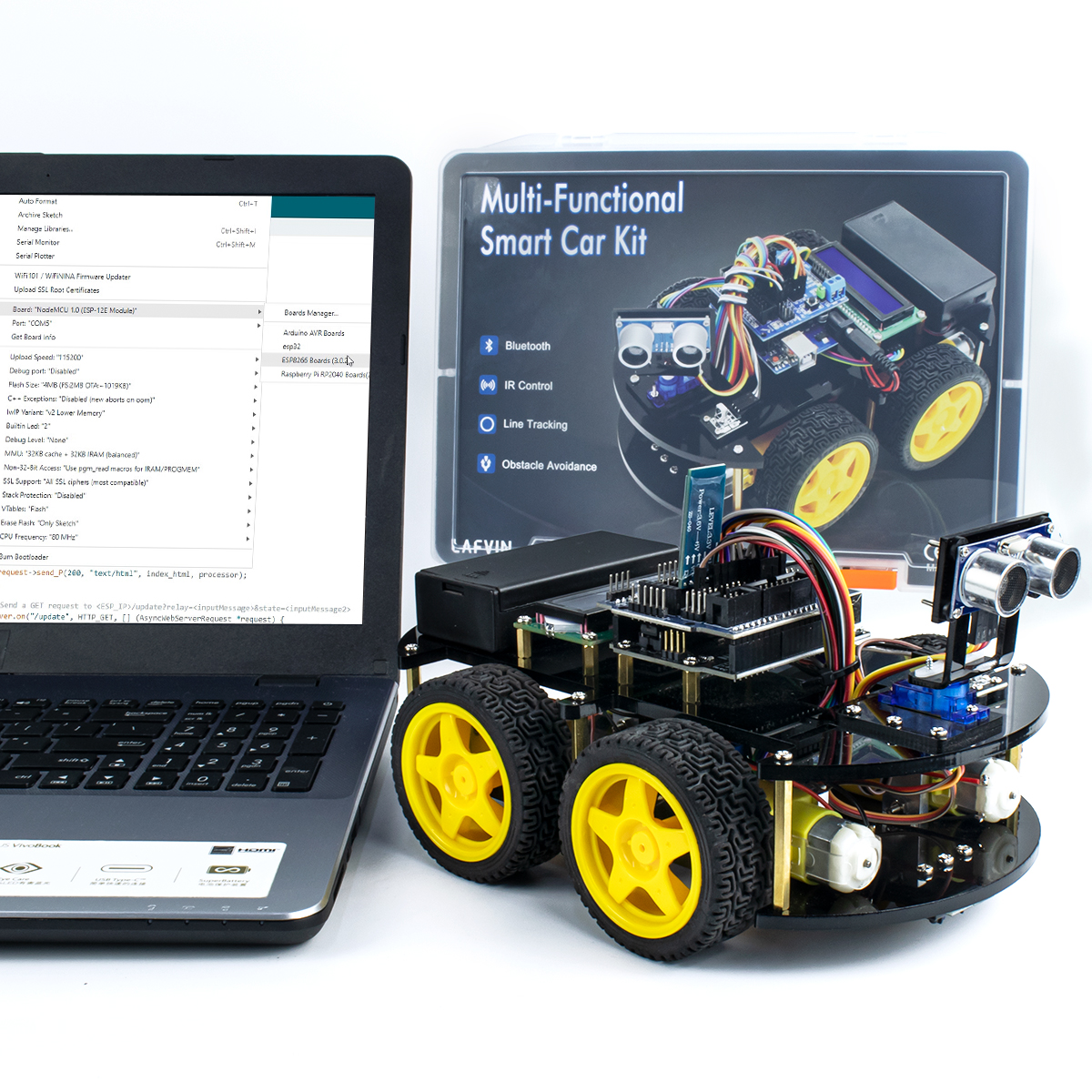Lafvin ชุดโครงรถหุ่นยนต์อัจฉริยะ UNO R3 4WD พร้อมตัวสอน อเนกประสงค์ DIY ...