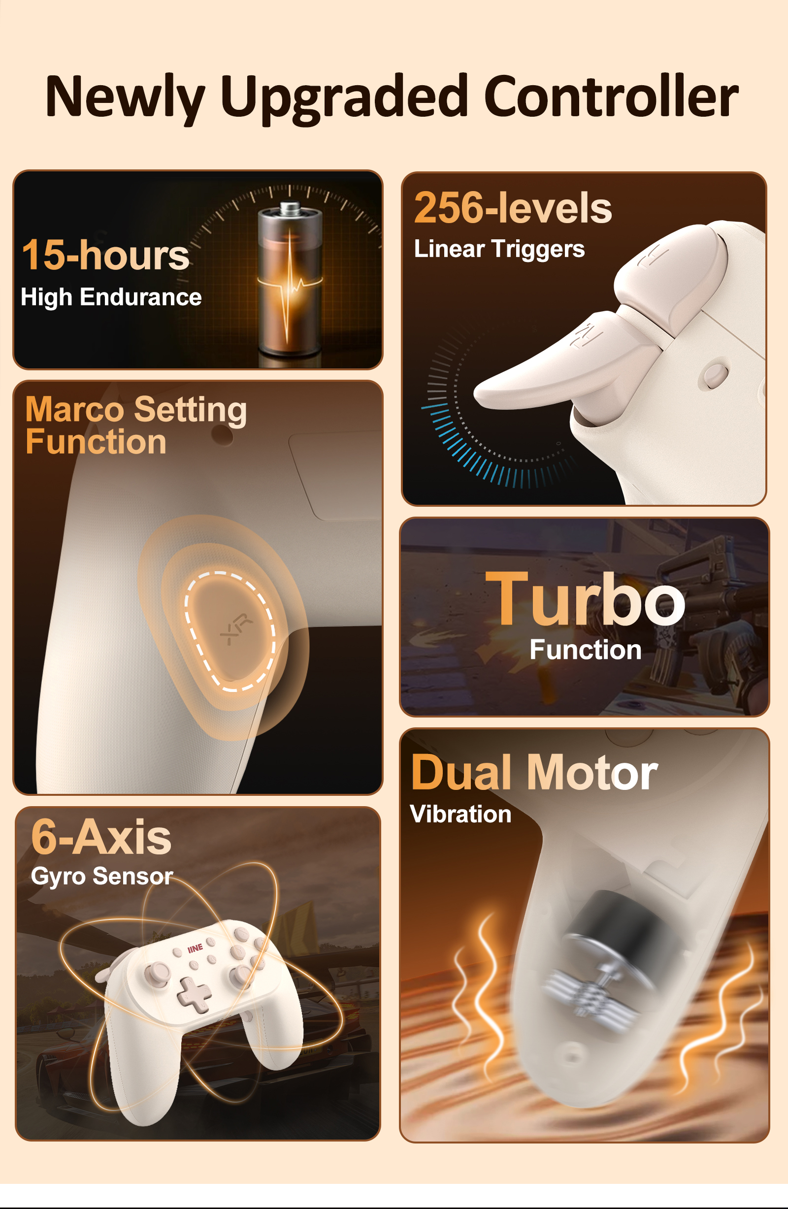 Iine Athena ตัวควบคุมโปรไร้สาย สวิตช์ OLED PC IOS Android ฟังก์ชั่นปลุก ...