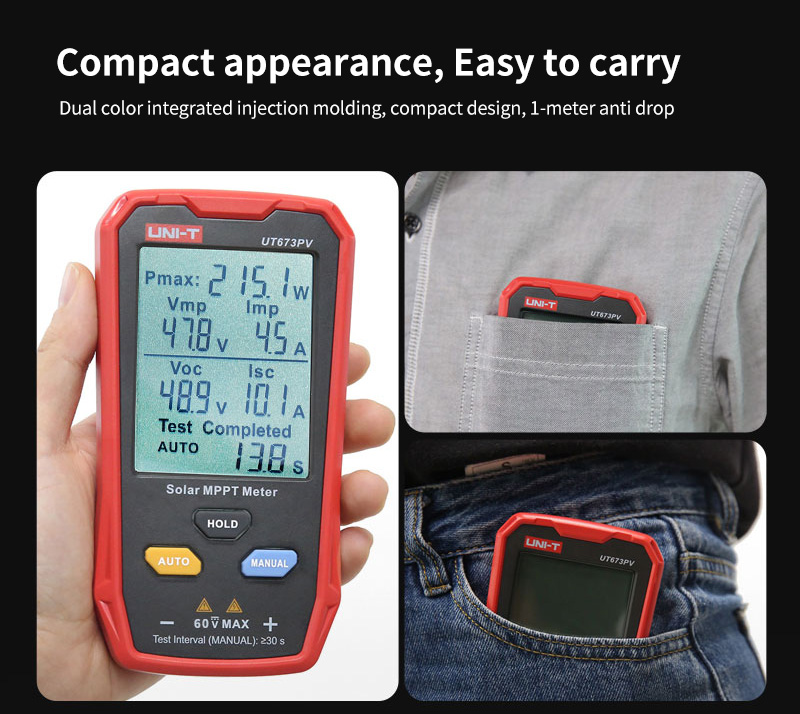 UNI-T เครื่องวัดพลังงานแสงอาทิตย์ MPPT UT673PV Solar MPPT Meter 5～800W PV Module Maximum Power ...