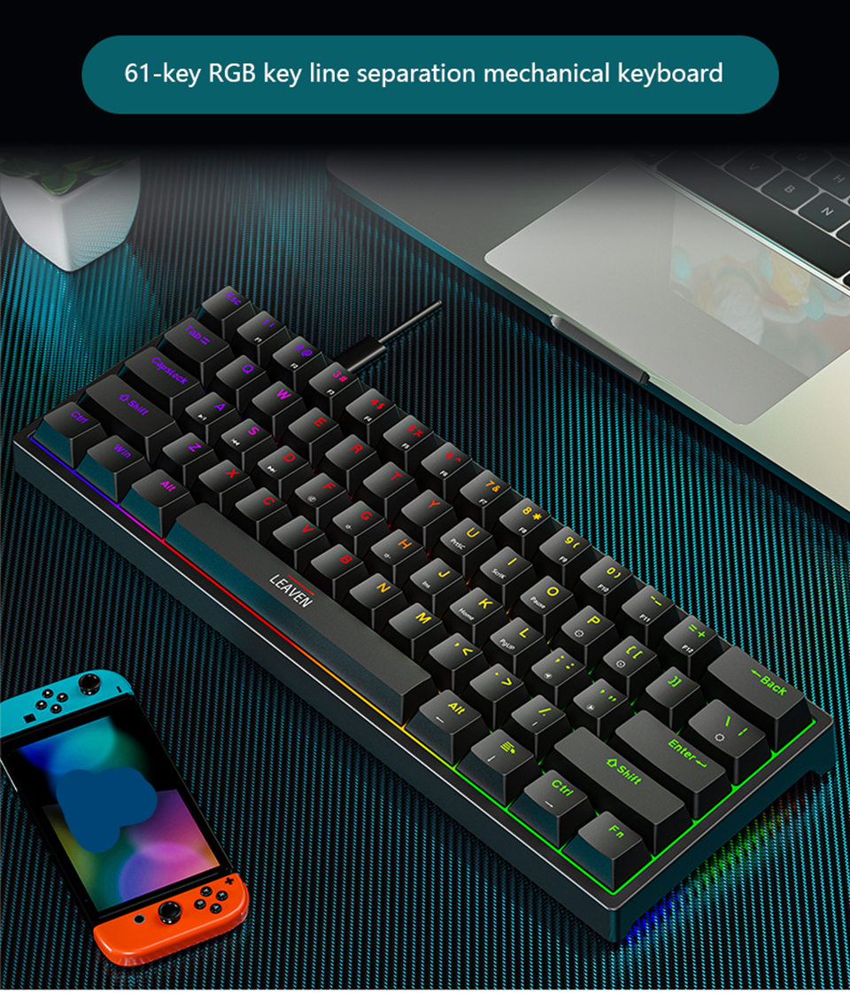 K620 Mini Backlit RGB Gaming คีย์บอร์ด Gamer Mechanic Kit 60 ...
