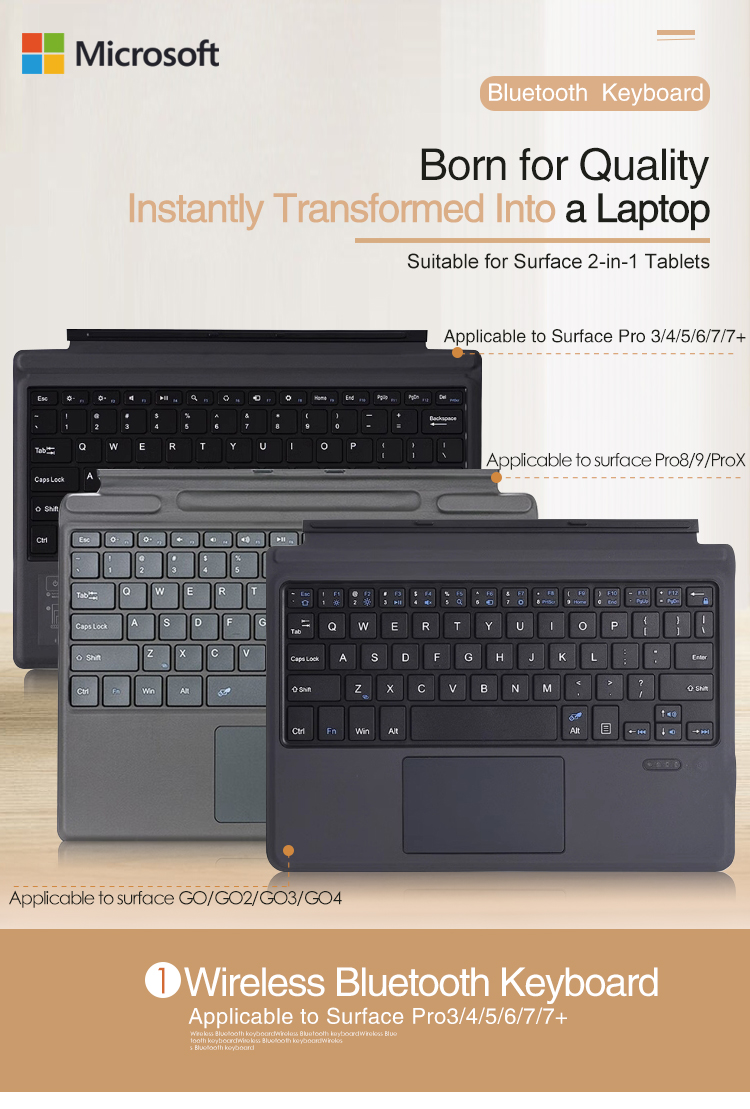 Microsoft Surface Pro11/10/9/8/X/7/7+/6/5/4/3,Go123 ฝาครอบประเภทแป้น ...