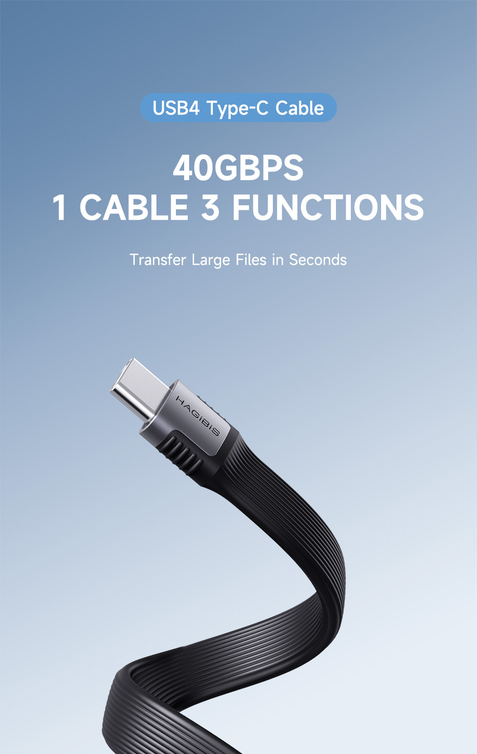 Hagibis USB4 Data Cable 40Gbps USB C ถึง Type C สายสั้น PD 240W 8K 60Hz ...