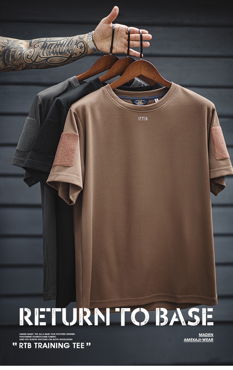 Maden Maden American Casual Honeycomb Texture เสื ้ อยืดแขนสั ้ นสไตล ์ ...