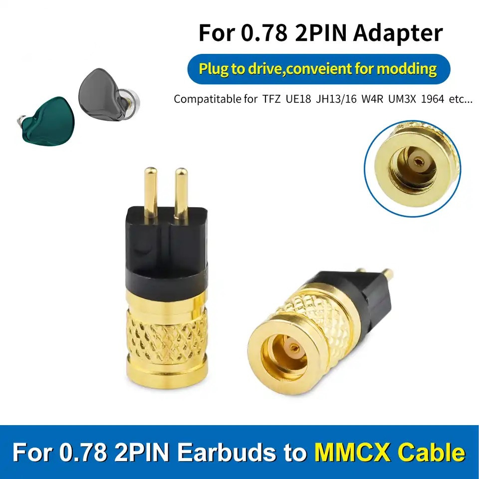 หนึ ่ งคู ่ หญิง MMCX ชาย Metallic IEM Connector Adapter 2Pin 0.78 A2DC ...