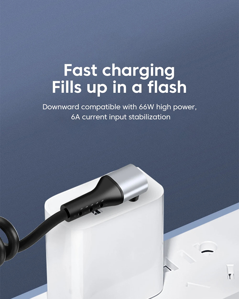 การแทรกตาบอด 90°Stereoscopic Elbow Super Fast สายชาร ์ จ 66W Coiled Spring Retractable Cable USB ...