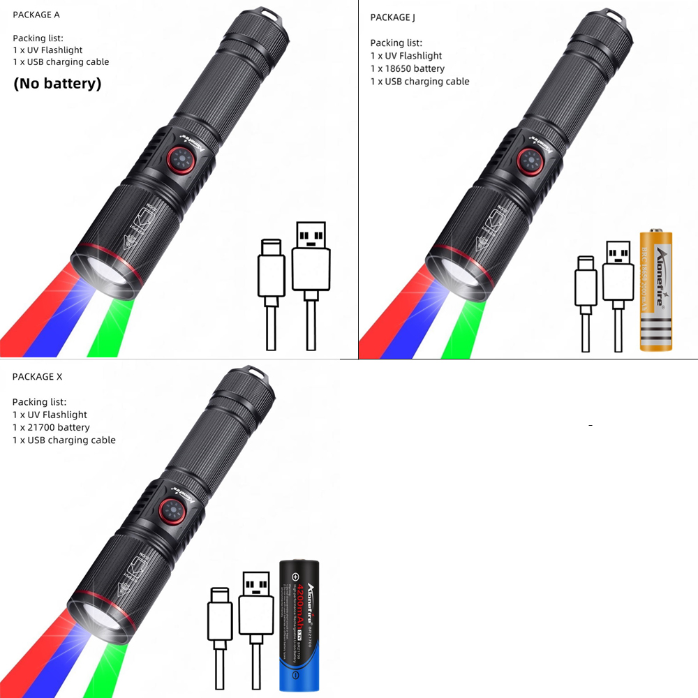 Alonefire SV96 มัลติฟังก์ชั่น 4 in 1 Zoomable High Power ไฟฉาย LED RGB ...