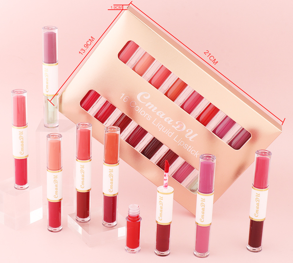 Cmaadu Double Head Matte Lip Gloss Set Long-lasting Easy Makeup Non ...