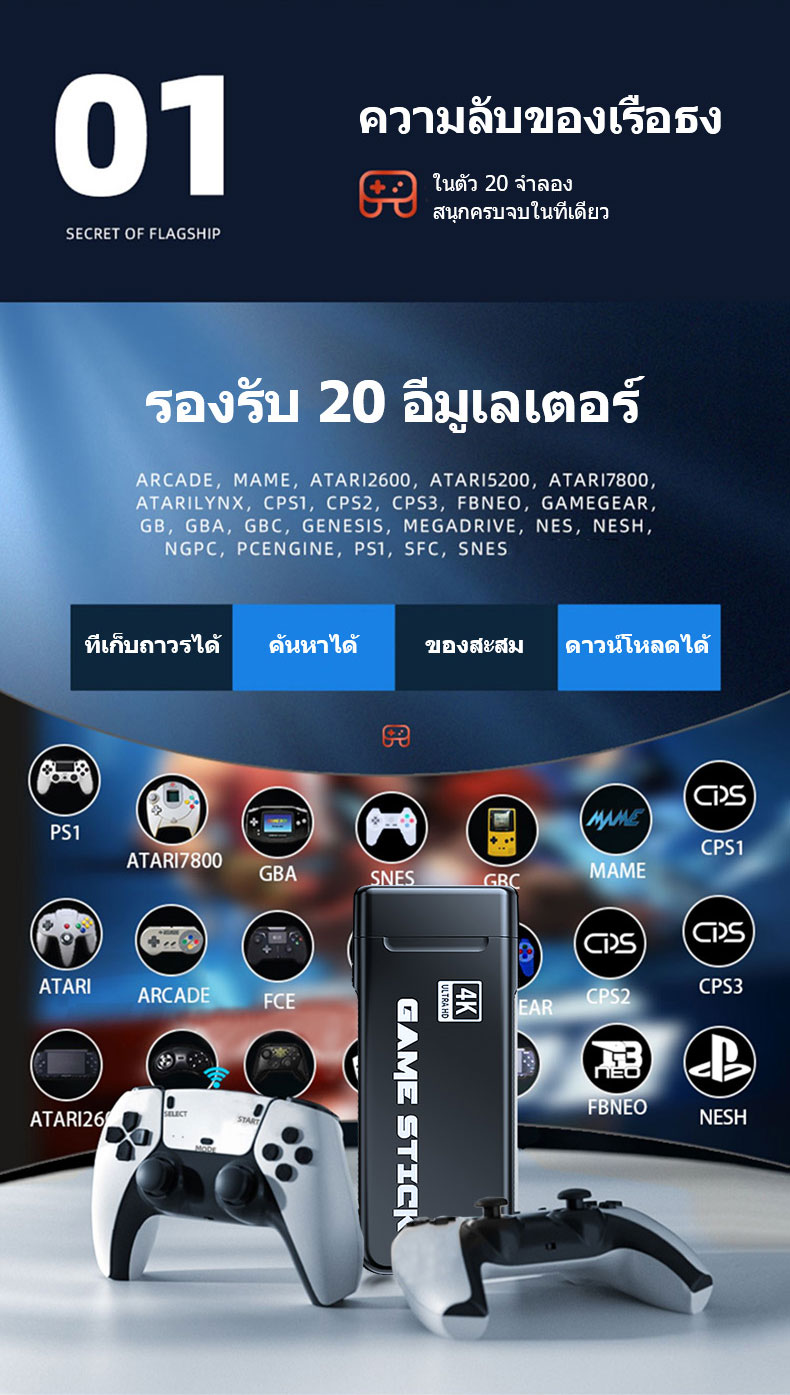 เครื่องเกม เกมคอนโซลวิดีโอเกมไร้สาย แบบพกพา 50 Emulators สําหรับ PSP1 PS2 N64 NDS GBA เกมคอนโซล ...