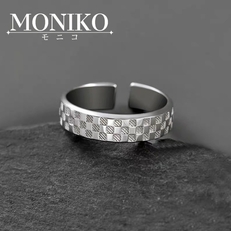 MONIKO Original Design แหวนสไตล์ลายสก๊อต การเปิดสามารถปรับได้ S925 ...