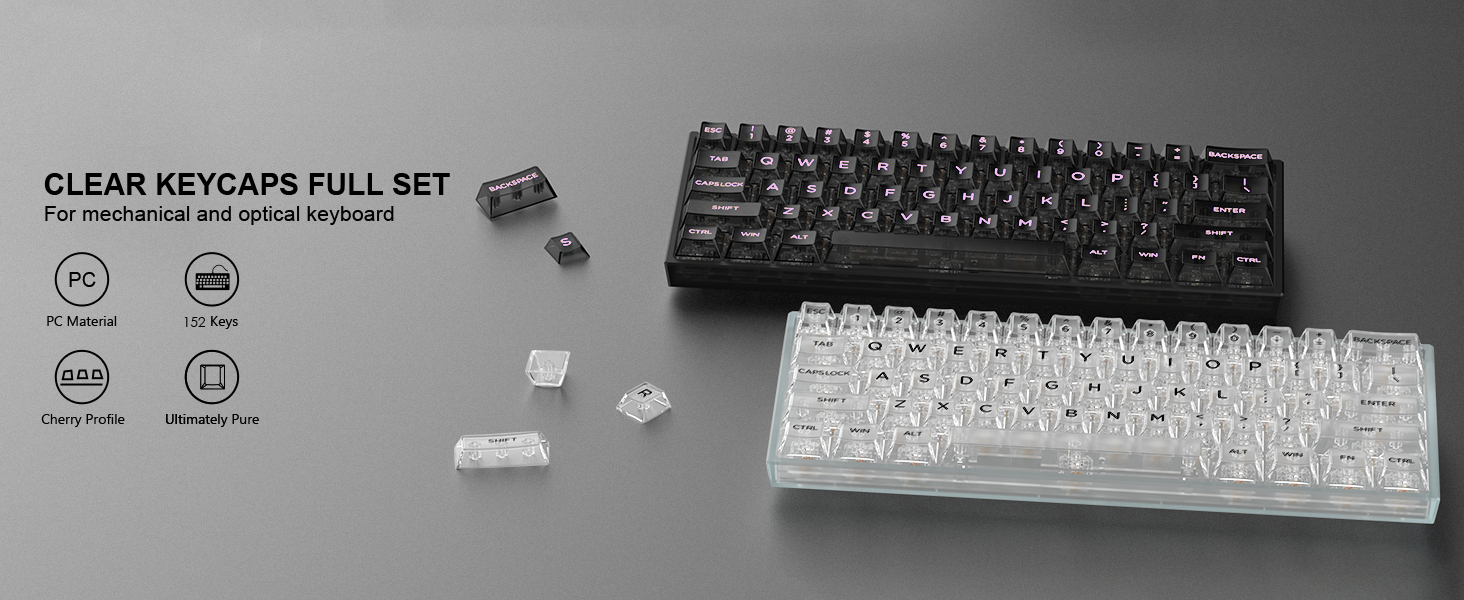 Keycap ใส ภาษาไทย สีดำ 152 Key Full Set, Custom Cherry Profile Keycaps ...