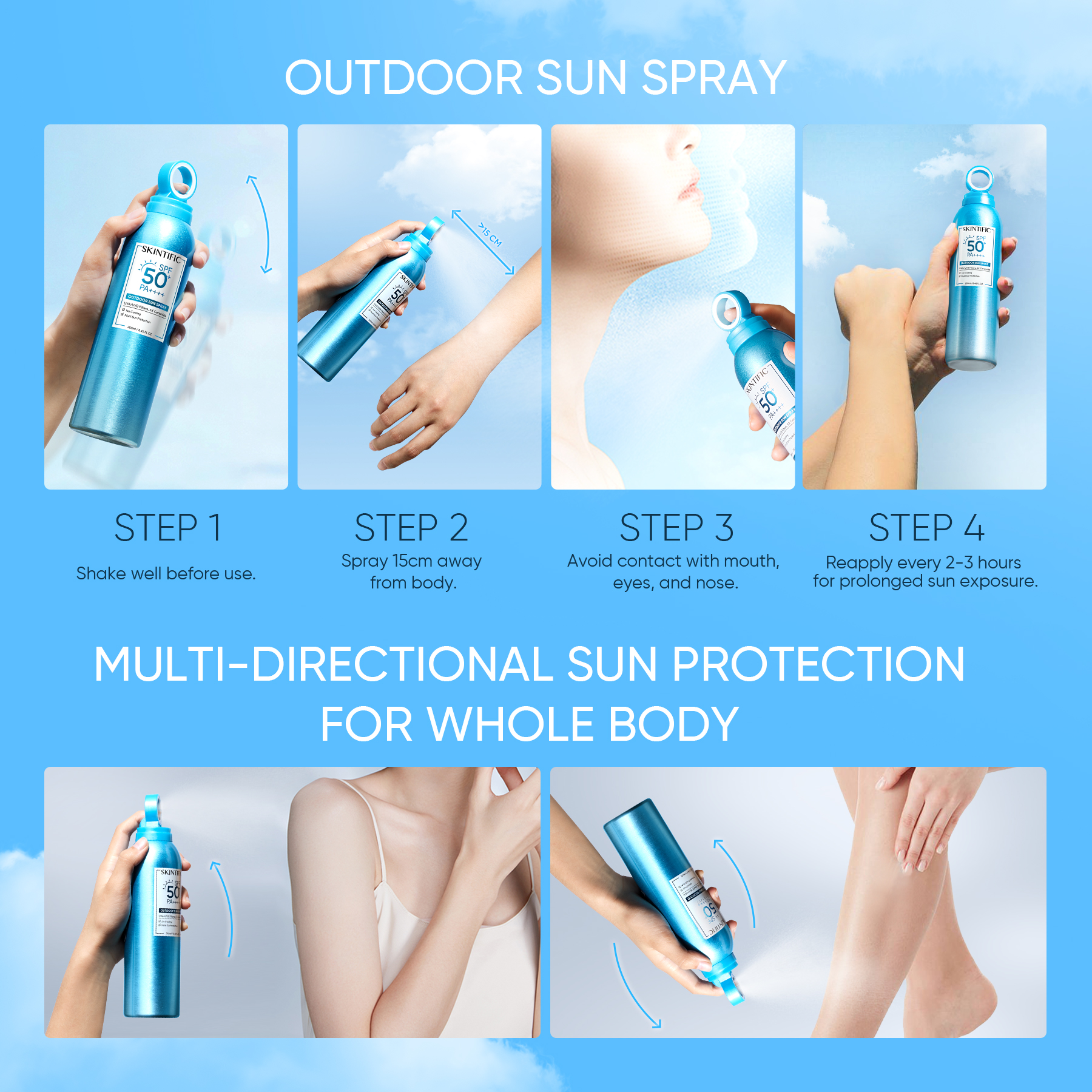 SKINTIFIC สเปรย์กันแดด 50 PA++++ กันแดด Sunscreen Spray ครีมกันแดด ...