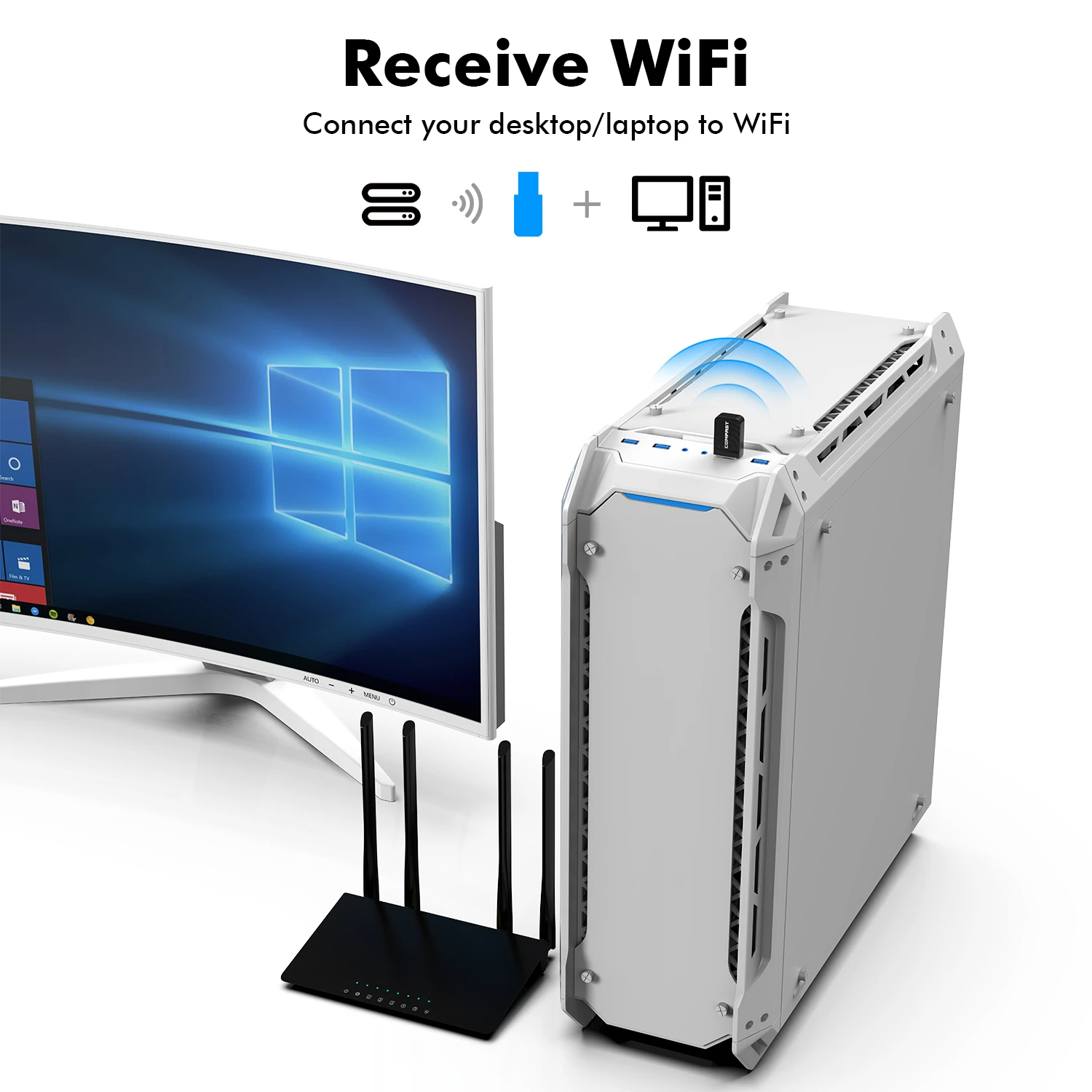 Comfast WIFI Adapter 1300Mbps ตัวรับสัญญาณ wifi คอมพิวเตอร์ 5G/2.4G ...